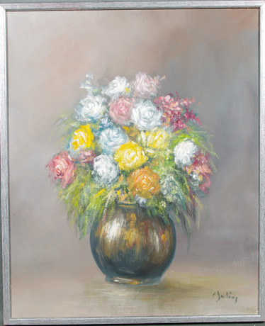 CARL JULIUS. Flower still life, oil on canvas. Art - Paintings - Auctionet
