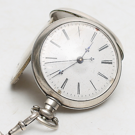 POCKET WATCH, silver, sk. "key puller, dial with long second hand, 1800 ...