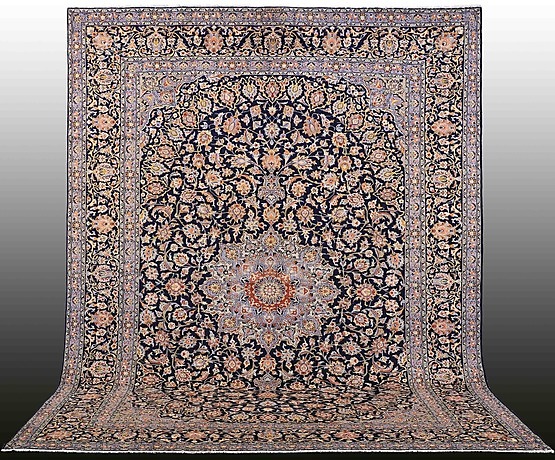 CARPET, Persian, blue Keshan, 420 x 308 cm. Carpets & Textiles ...