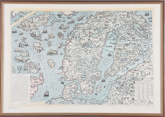 MAP; print, 'Olaus Magnus 'Carta Marina 1539' after A Lefreri's copper ...