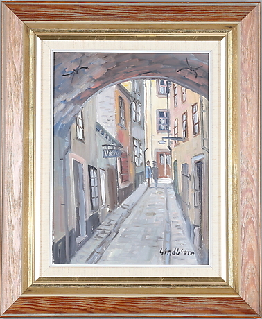OIDENTIFIERAD KONSTNÄR. Gamla Stan, Stockholm, oil on canvas, signed ...