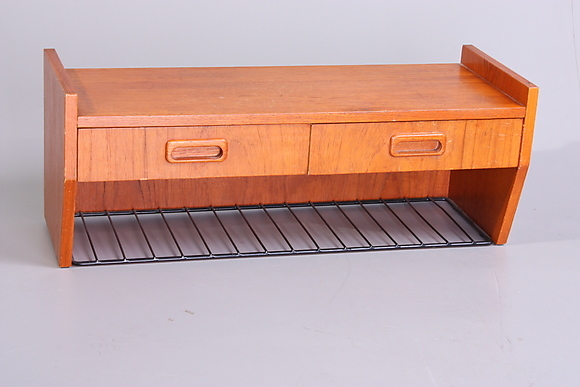 TELEPHONE SHELF, in teak with lower part in "string" 1960s/70s ...