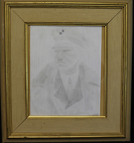 OIDENTIFIERAD KONSTNÄR. pencil drawing, Adolf Hitler, signed. Art ...