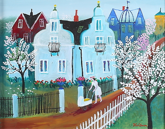 ANDERS HULTMAN. Spring walk, oil on Board, signed. Art - Paintings ...