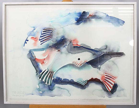 HANS PERSSON. Akvarell, "Frisk fisk", signerad, daterad -86. Konst ...