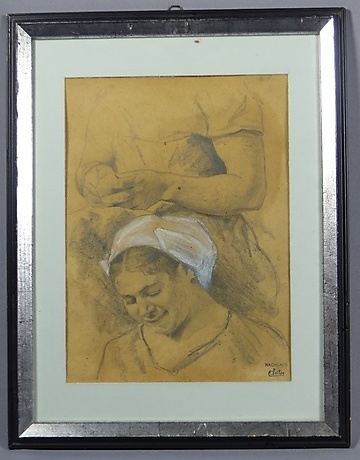 CARL SEILER. Study for the hands and head of a maid. Art - Drawings ...