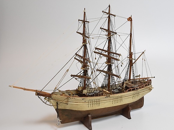 SHIP MODEL, the bark ship "India" Helsingborg, early 20th century ...