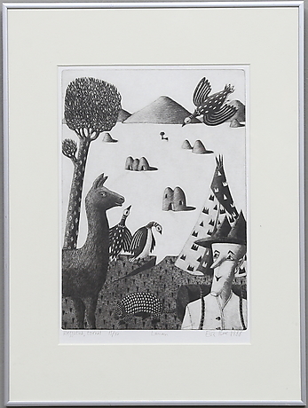 EVA REX. "Laman". Mezzotint, drypoint. Signed, numbered and dated 1988 ...