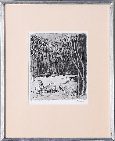 ALEX SJÖGREN. April snow, Dalby hage, Öland, graphic sheet, no. 1/10 ...