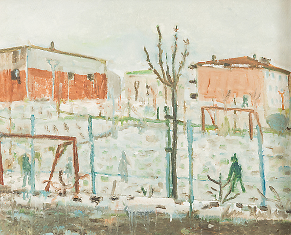 LARS HERDER. Stadsbild, olja på duk, signerad. Konst - Måleri - Auctionet