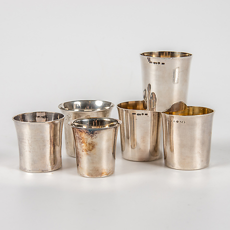 CUPS, 6 pieces, silver, different models. Silver & Metals - Silver ...