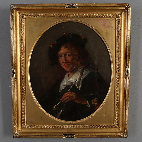 OIDENTIFIERAD KONSTNÄR. Oil on canvas, man with chalk pipe. Art ...