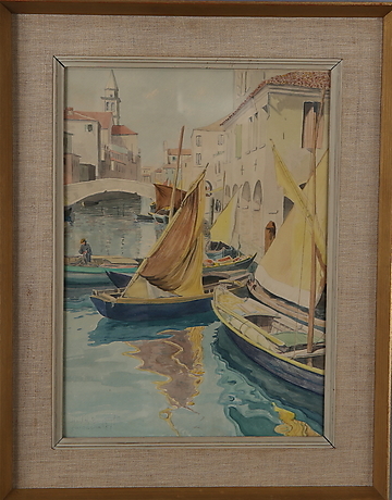 KARL HJALMAR BERGQUIST. Watercolor, "Chioggia", signed and dated 58 ...