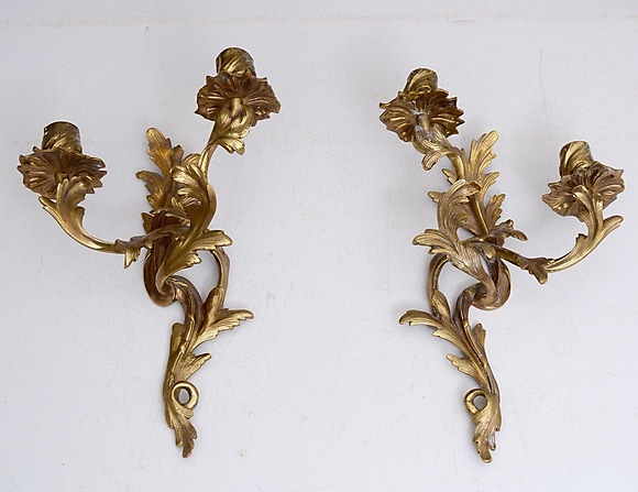 APPLIQUES, A FRENCH ROCOCO STYLE PAIR. Lighting & Lamps - Candlesticks ...