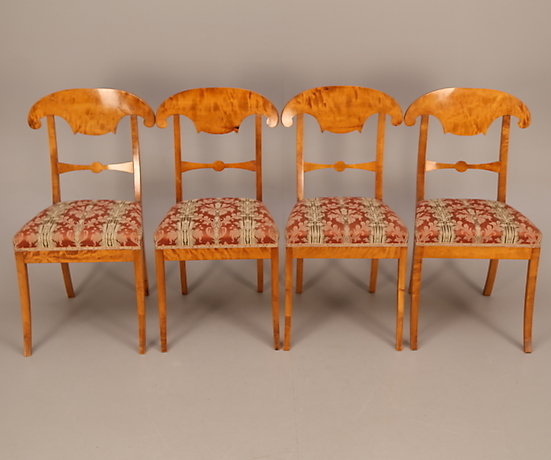 STOLAR, 4 st, flammig björk, Empire / Karl Johan, 1830/40-tal. Möbler ...