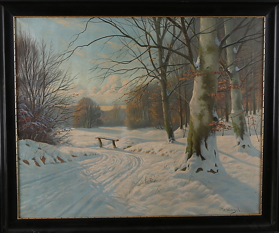 HARALD WENTZEL. Winter landscape, oil on canvas, signed. Art ...