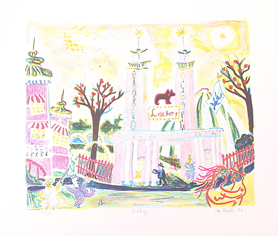 IAN RUSTH. COLOR LITHOGRAPHIC SHEET 79/160, Ian Rust -97, "Liseberg ...