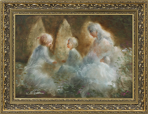 WALTER DU HALDE. Three girls, oil on canvas, signed. Art - Paintings ...