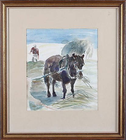 JOHAN LUNDGREN. Slåttanna, Nordingrå, watercolour, signed. Art ...