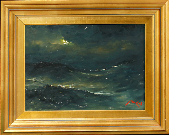 AXEL LIND. "Atlantic night", oil on canvas, signed. Art - Paintings ...