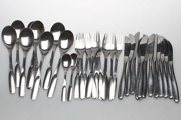 BESTICK, 37 delar, rostfritt, "Savonia", Adolf Babel, Hackman, Finland ...