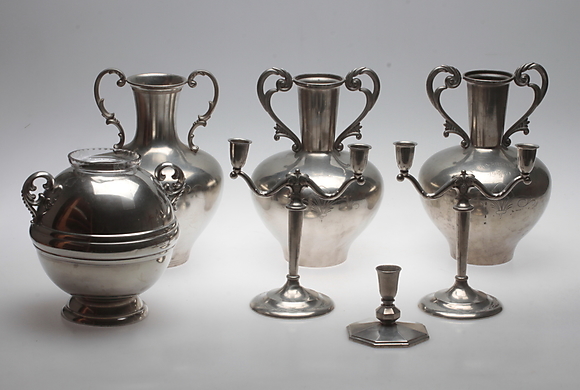 PEWTER OBJECTS, 7 parts, 1930s/40s. Silver & Metals - Pewter, Brass ...