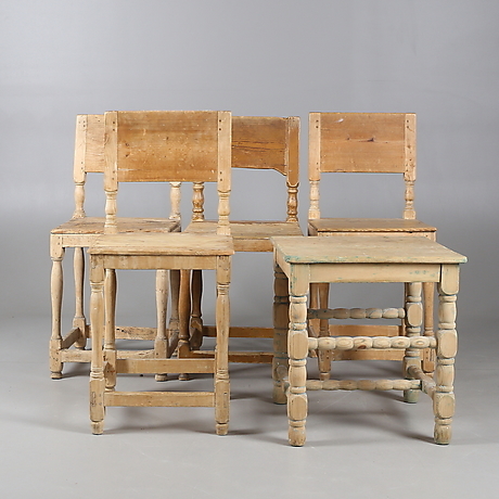 ALMOST CHAIRS, 5 pcs, 18/1900s. Swedish Folk Art - Furniture - Auctionet