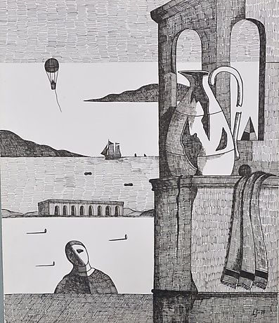 LARS JOHANSSON. Pen-and-ink drawing. Art - Drawings - Auctionet