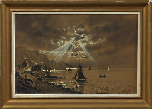 LUDWIG MESSMAN. Coastal motif with houses, watercolour, signed and ...