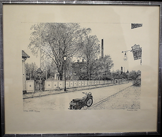OIDENTIFIERAD KONSTNÄR. lithography, Hotel Borås, signed orwor dated ...