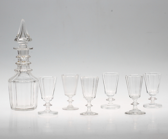 GLASSWARE PARTS, 7 parts, first half of the 20th century. Glass ...