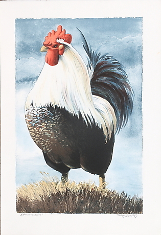 WILLY THESSING. "Herre på täppan", color lithograph, signed and marked ...