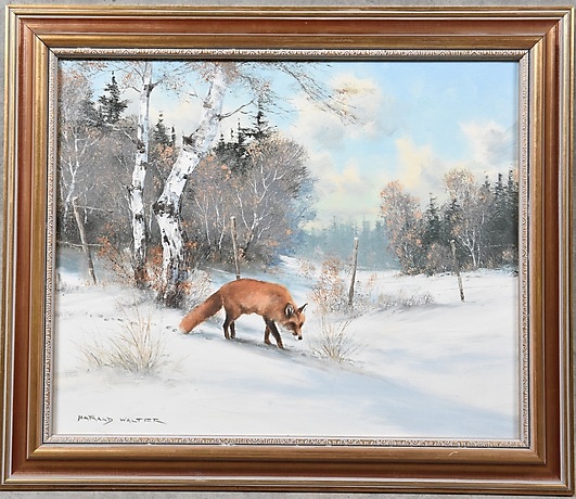 HARALD WALTER. oil on canvas, fox in landscape signed. Art - Paintings ...