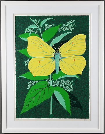 JERRY ROUPE. Fjäril, litografi, signerad och numrerad 77/240. Konst ...