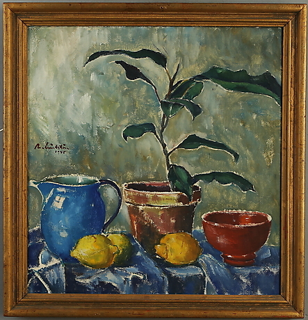 MARTIN LINDSTRÖM. Oil on canvas, still life with lemons, signed. Art ...