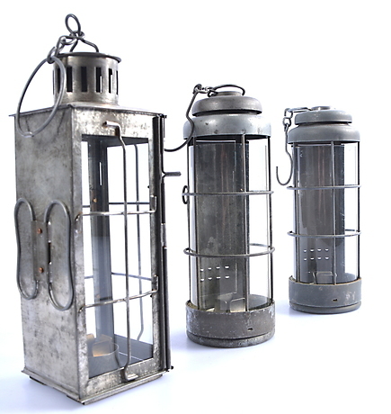 LYKTOR, 3 st. metall/glas, 1900-tal. Belysning & Lampor - Övrig ...