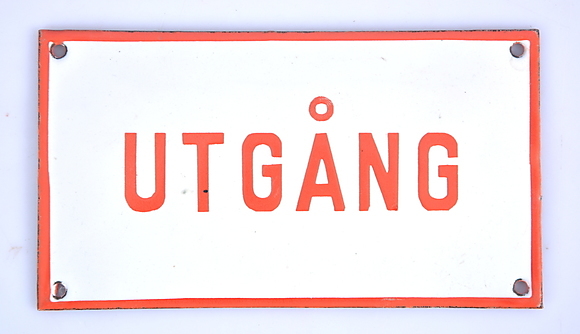 EMALJERAD SKYLT, "Utgång", 1900-tal. Övrigt - Övrigt - Auctionet