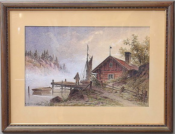 HERMAN MÜLLER. akvarell, signerad. Konst - Måleri - Auctionet