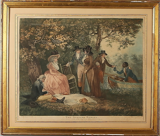 WILLIAM WARD. After Georg Morland, "The Angler's repast", mezzotint ...