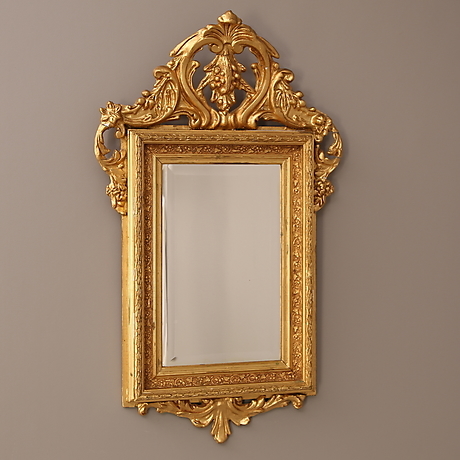 WALL MIRROR, gilded wood / pastel, ground glass, 1900s. Mirrors - Auctionet
