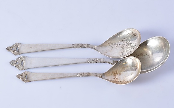BESTICKDELAR, silver, 3 delar, Nils Hansen, modell "Odel", Norge, vikt ...