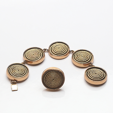 BRACELET and RING, bronze, Alton, design KE Palmberg, 1900s. Jewellery ...