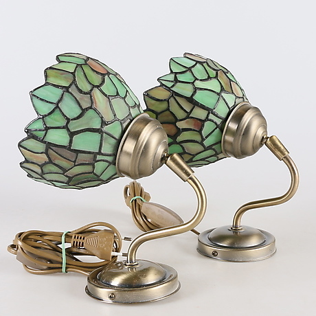 WALL LIGHTS, a pair, leaded glass, Tiffany style, 2000s. Lighting ...