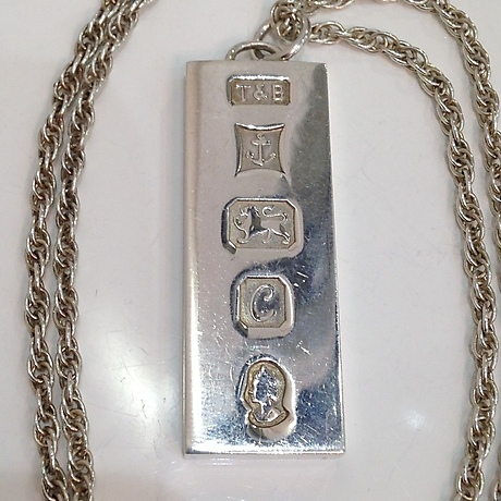 SILVER INGOT AND CHAIN. Jewellery & Gemstones - Brooches & Pendants ...