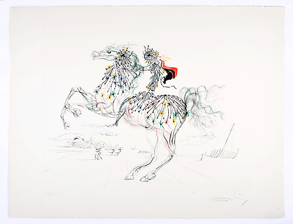 SALVADOR DALI. La Chevauchee. Color etching on laid paper, no. 36/300 ...