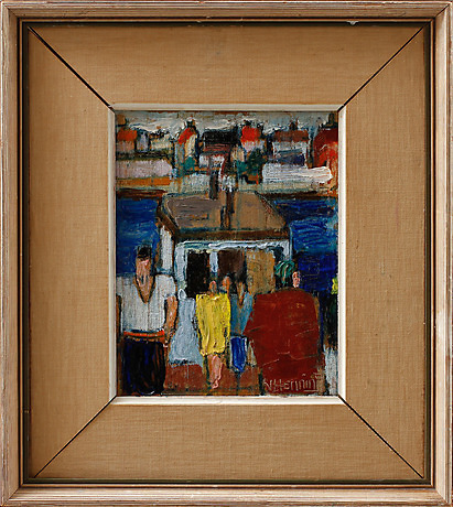 WILHELM HENNING. The Lindholm ferry, oil on canvas, signed. Art ...