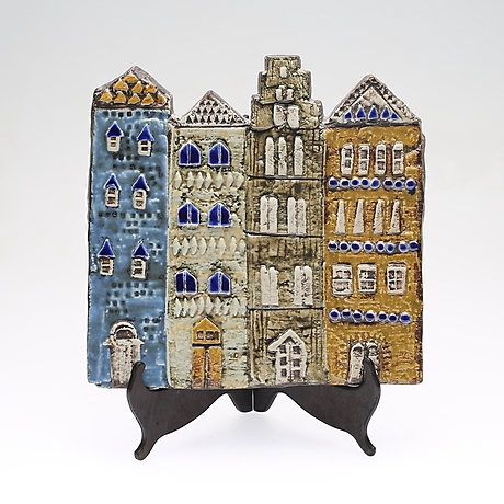 WALL PLAQUE, stoneware, "Gamla Stan", Lisa Larson, Gustavsbergs Studio ...