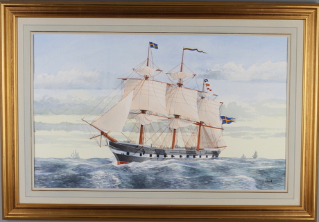 ULF ÅLUND. Ship portrait, watercolor, signed. Art - Paintings - Auctionet