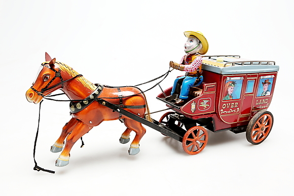 TIN TOY, Stagecoach, Overland stage coach, ichida, Japan, 19th century ...