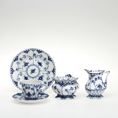 COFFEE SET, porcelain, 18 pieces, Musselmalet, partially full blonde ...